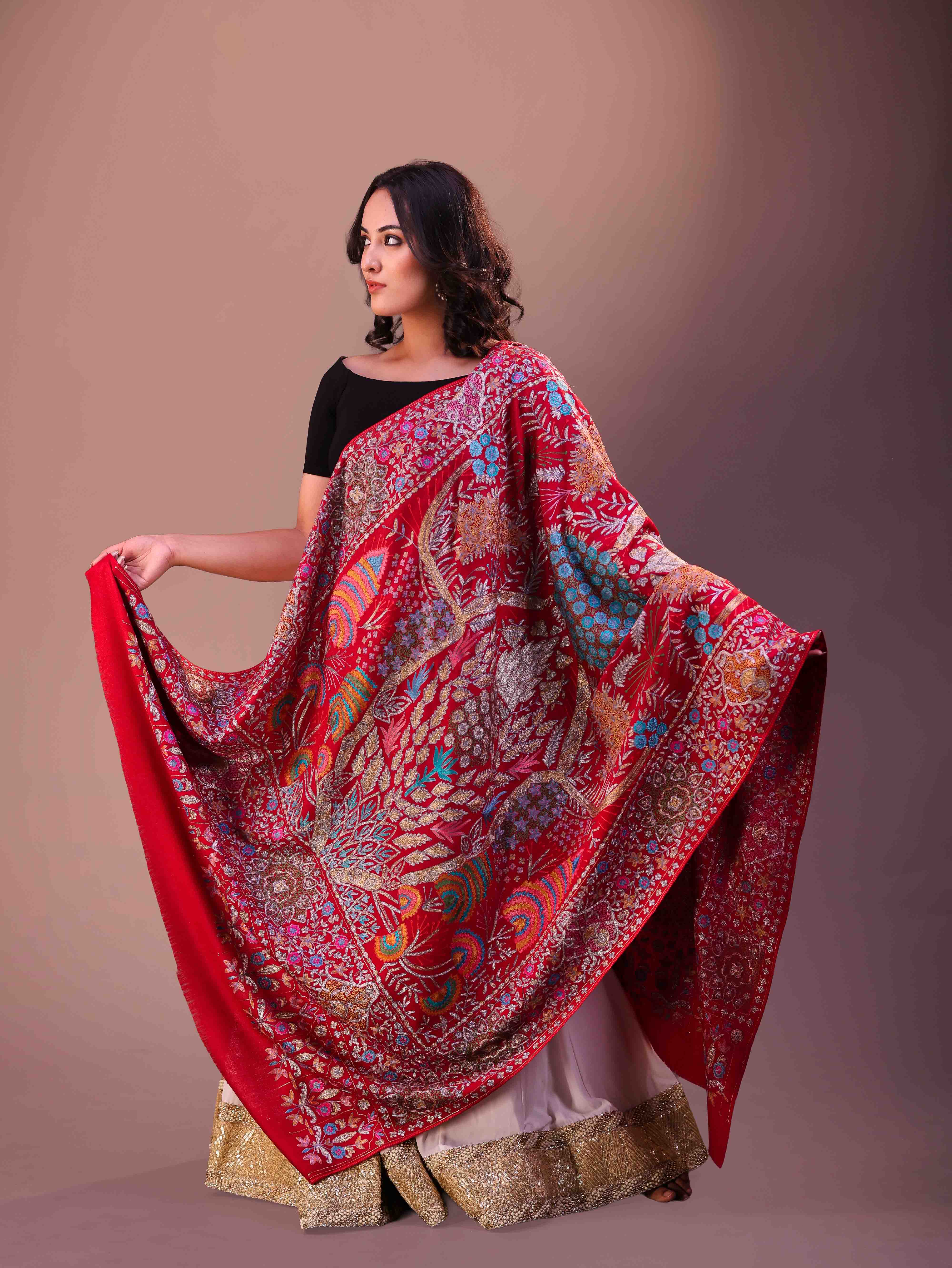 Fine Wool Tree Silk Embroidery Shawl – The Shawl Studio